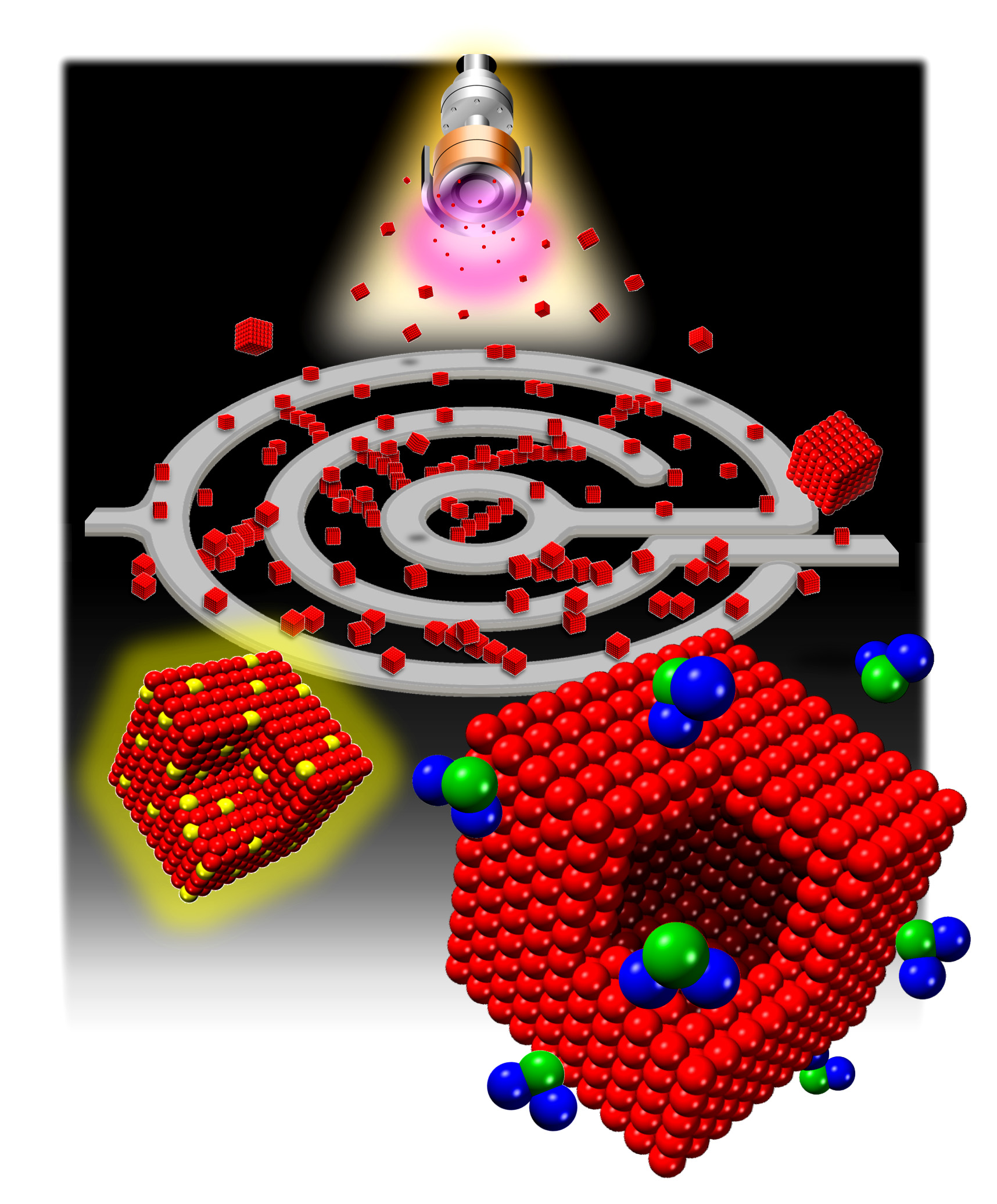 Schematic of the production of iron nanocubes and their use as a gas sensor | Okinawa Institute ...